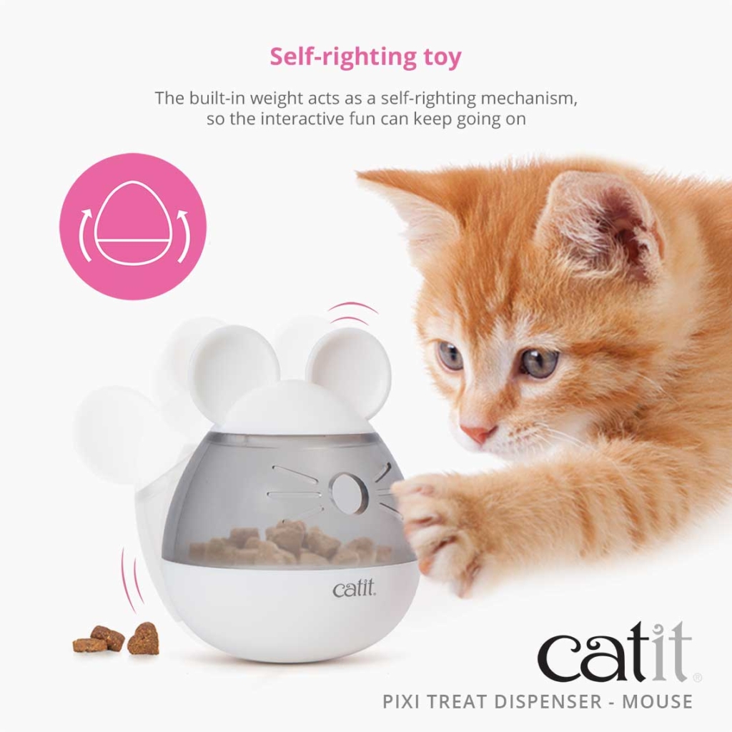 Fun & Eat CatPlay Catit Pixi Treat Dispenser Mouse Interactive Toy